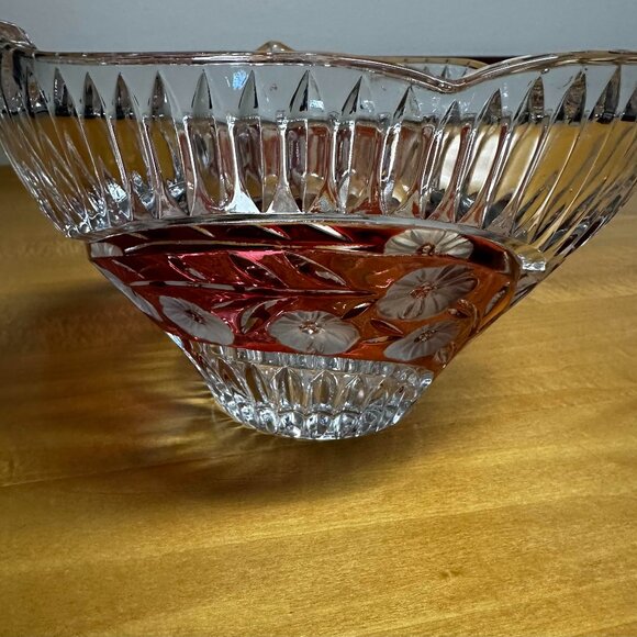 Accents | Matching Set Crystal Bowl With Matching Vase Floral Red ...